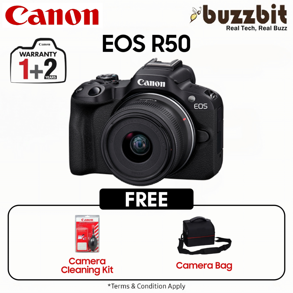 Canon EOS R50 Kit (RF-S 18-45mm F4.5-6.3 IS STM Lens) With Camera Bag ...
