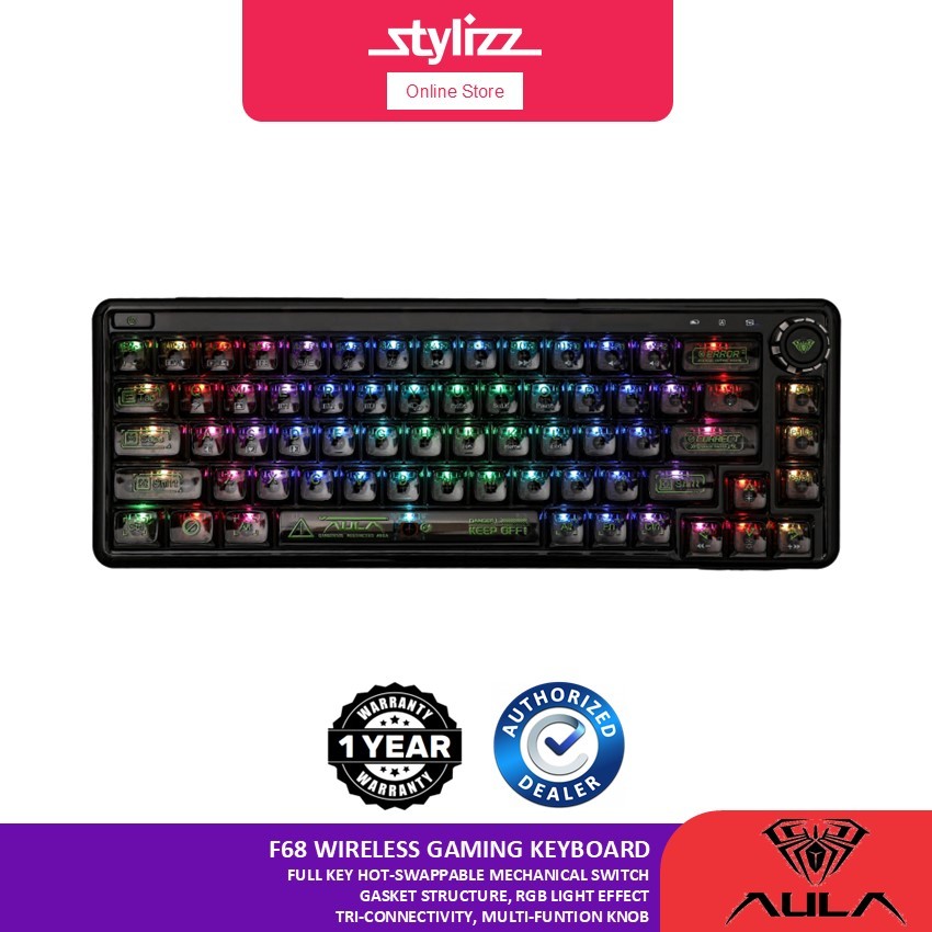 AULA F68 MECHANICAL WIRELESS GAMING KEYBOARD - 65% LAYOUT, HOT ...