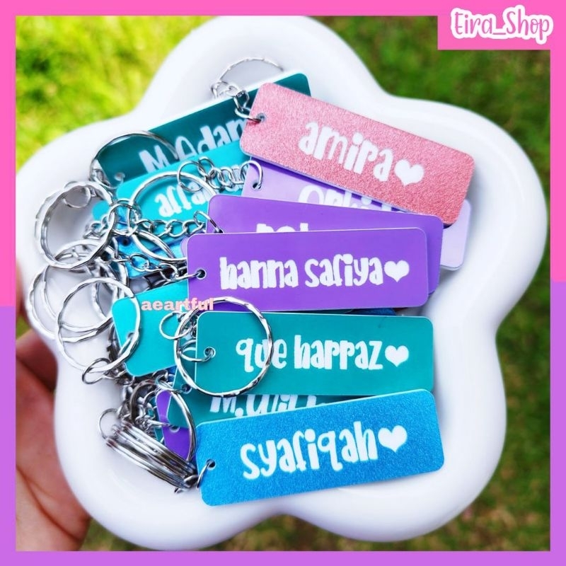 Keychain Nama Engraving Custom Made Acrylic Berwarna. Keychain ...