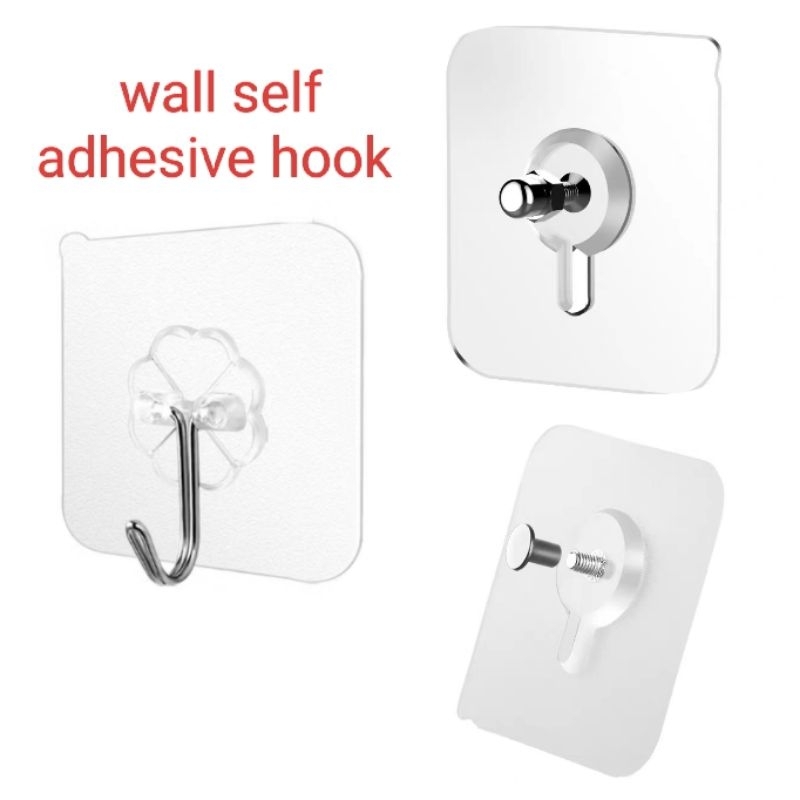 Heavy duty stick on self adhesive wall hook hanger no drill no screw ...