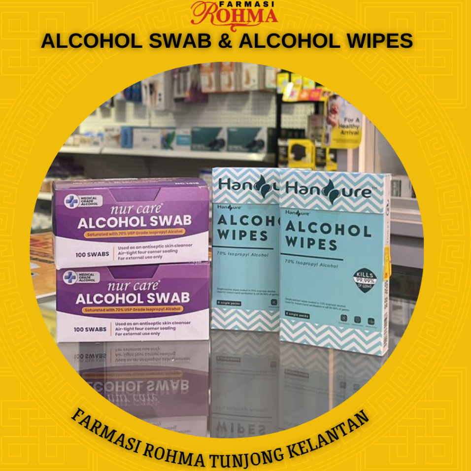 [🔥FARMASI ROHMA🔥] NUR CARE ALCOHOL SWAB & HANCURE ALCOHOL WIPES ...