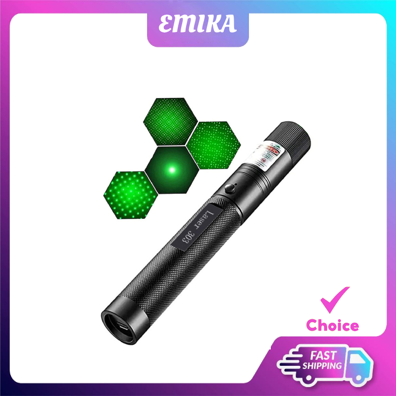 Emika Choice 303 Green Laser Pointer Pen USB Rechargeable High Power ...
