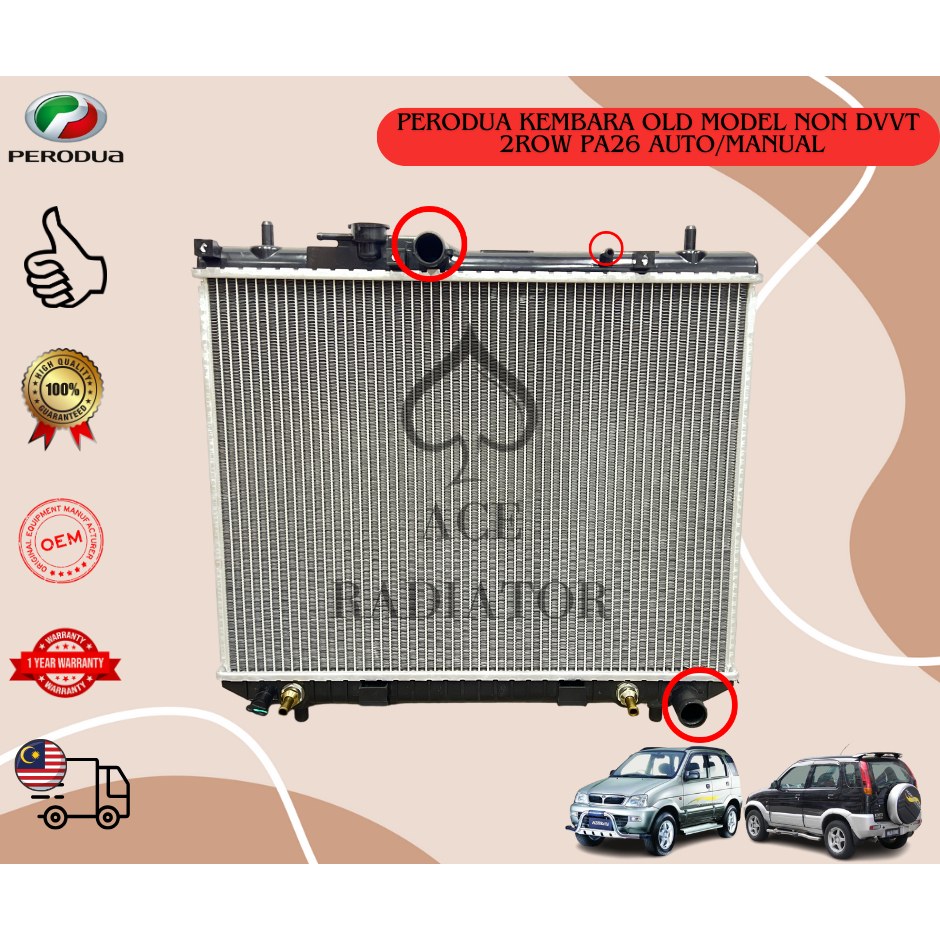 PERODUA KEMBARA OLD MODEL NON DVVT OEM RADIATOR ASSY 2ROW PA26 AUTO ...