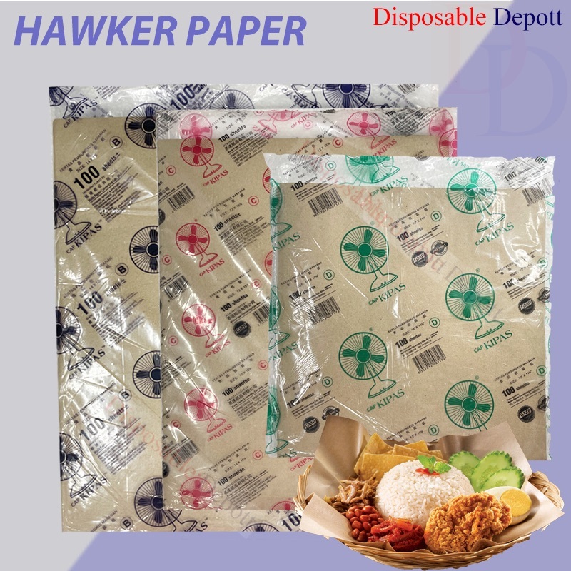 Cap Kipas B/C/D Kertas Pembungkusan Makanan [100pcs±] Kertas Nasi Lemak ...
