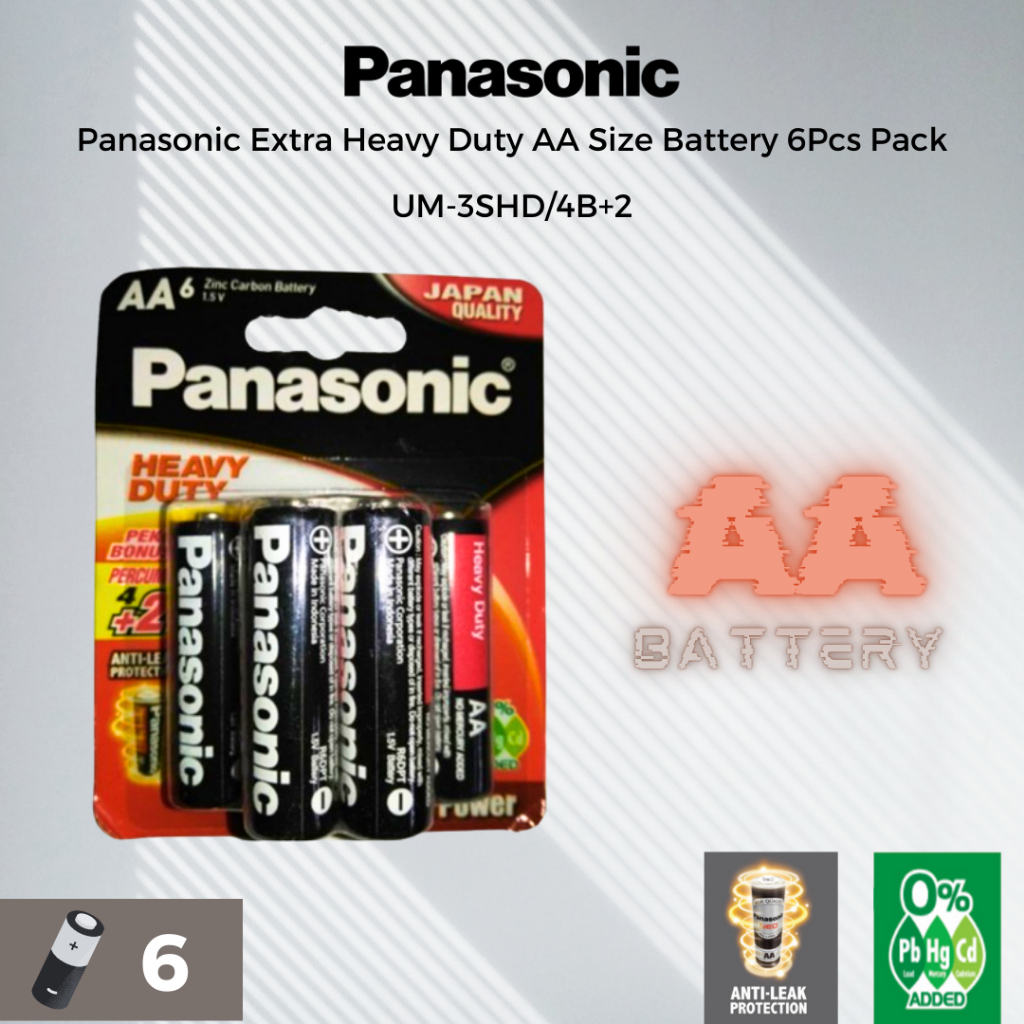 Panasonic Extra Heavy Duty AA Size Battery 6Pcs Pack - SL Energy ...