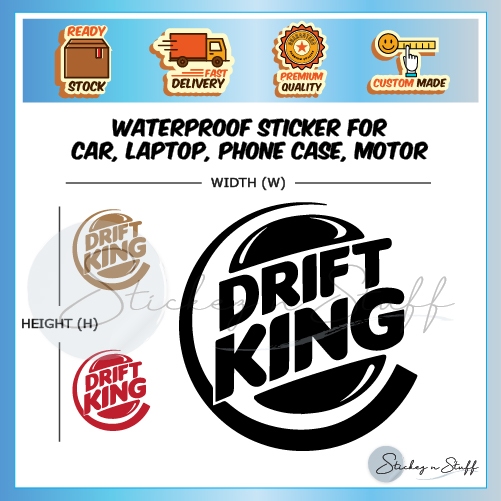 Drift King Car Sticker Reflective JDM Funny Stiker Kereta Motor Laptop ...