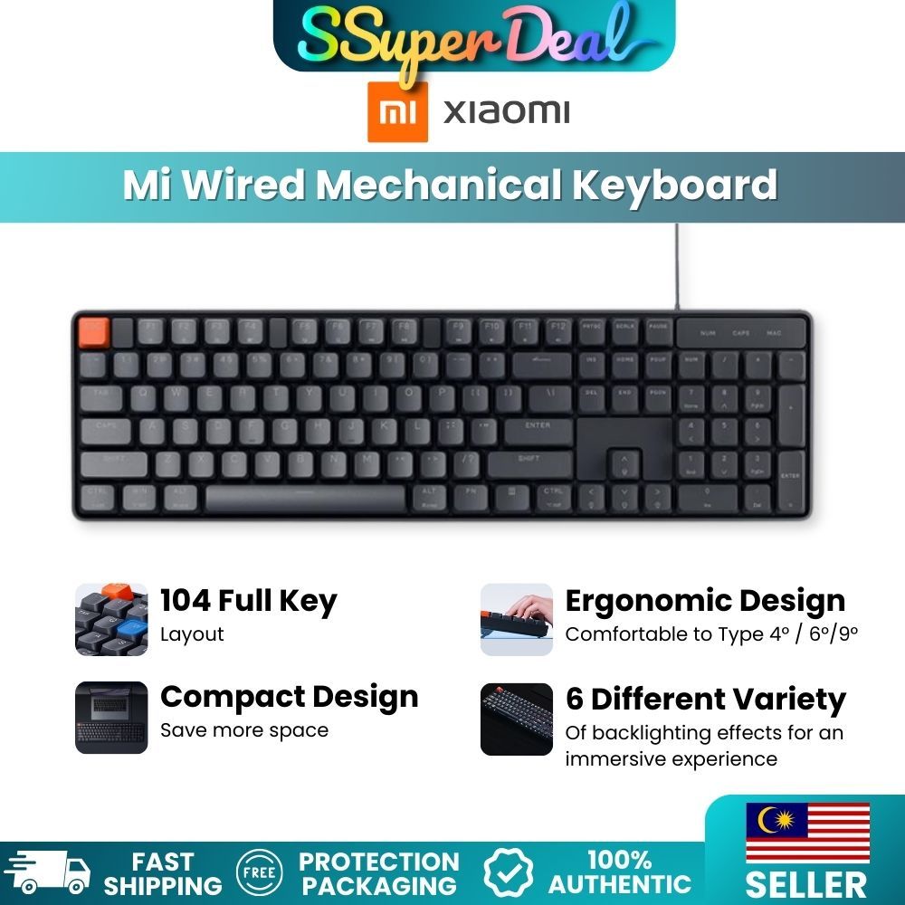 Xiaomi Mi Wired Mechanical Keyboard, 104 Full Key, 6 Backlight Design ...