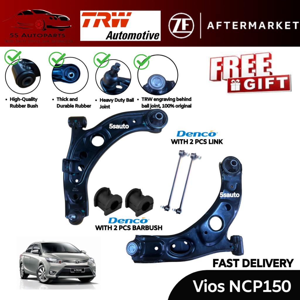 TRW Toyota Vios NCP150/151 Heavy Duty Lower Arm With Denco Stabilizer ...