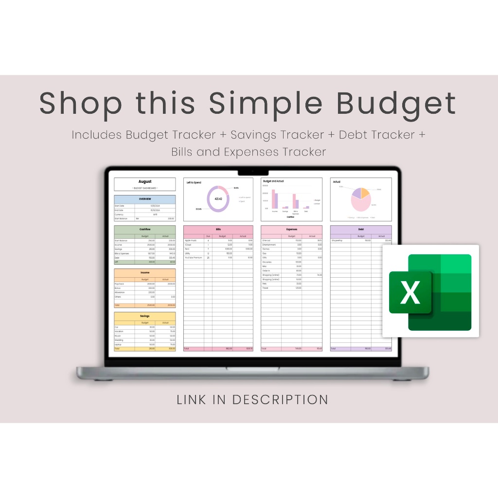 Automated Basic Monthly Personal Budget Tracker// Excel sheet Financial ...