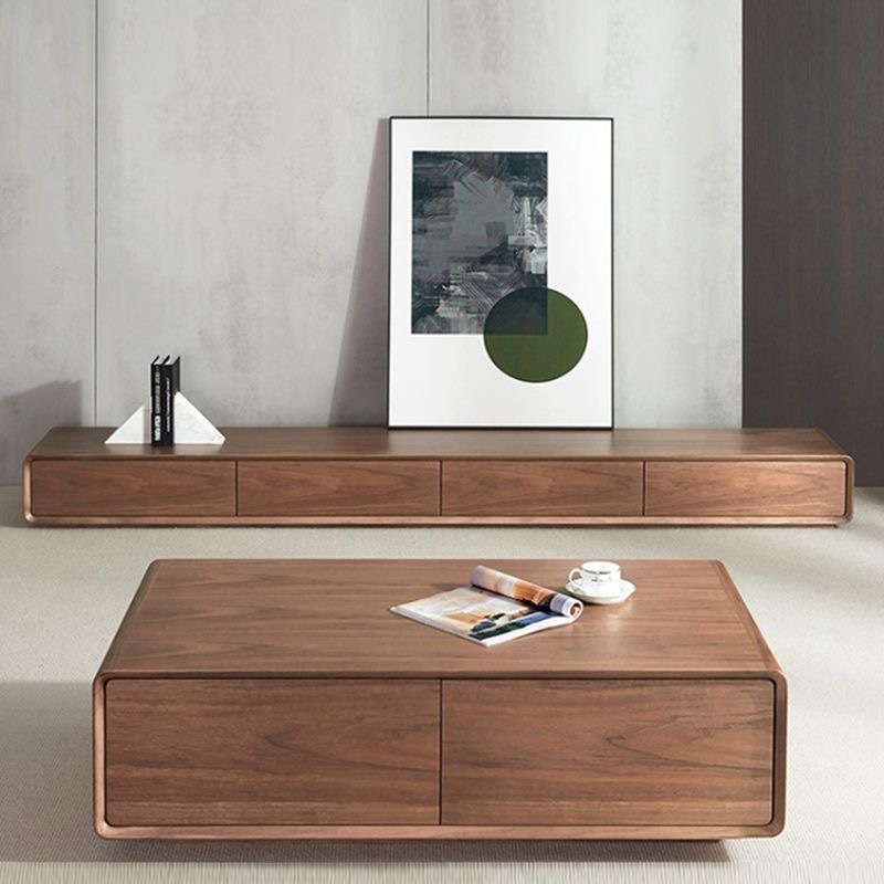 ZF solid wood TV console table cabinet coffee table landed, Nordic MUJI ...