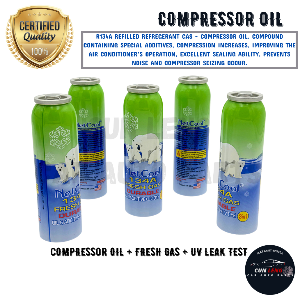 Netcool Compressor Oil Treatment • Fresh Gas Durable • Leak Additive UV ...