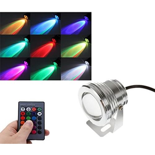 Mini 12V Underwater RGB LED 10W Lights IR Remote IP68 Waterproof ...