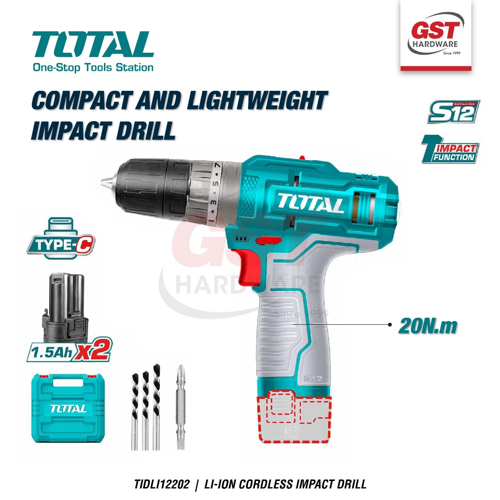🔥 TOTAL Cordless Drill Impact Total Impact Driver Total Drill Cordless ...