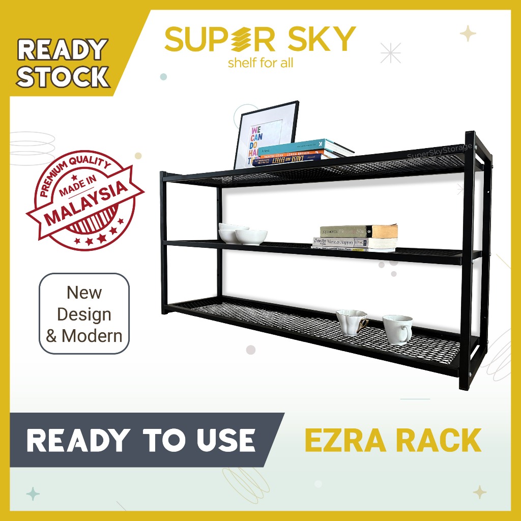 Wall Mounted Hanging Rack 120 Cm Storage Rack / Rak Dapur / Cawan ...