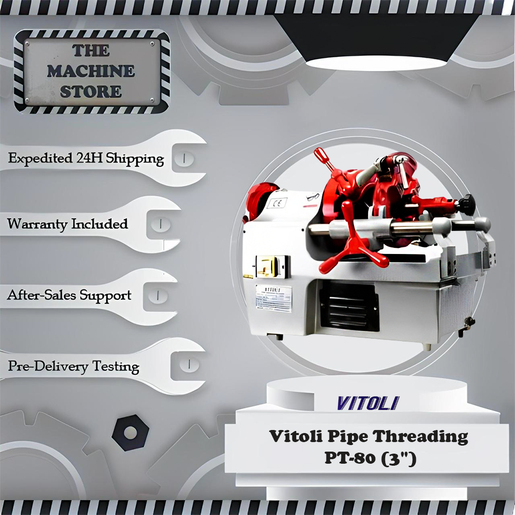 Vitoli Pipe Threading PT-80 (3") BSPT GI PIPE THREADING MACHINE From 1/ ...