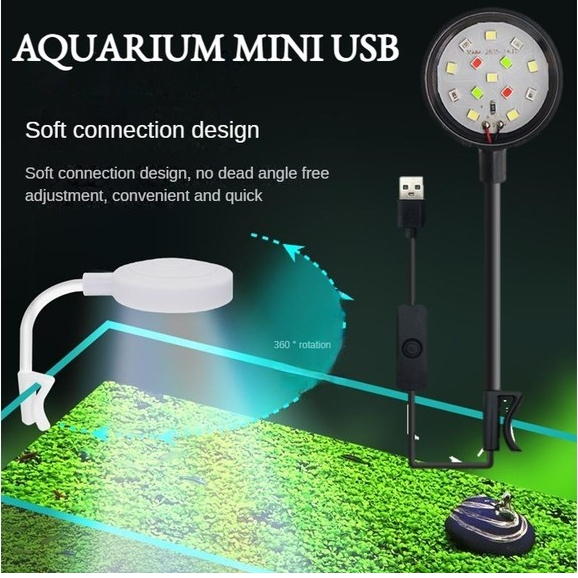 Aquarium mini LED light water grass light algae tank light lighting usb ...