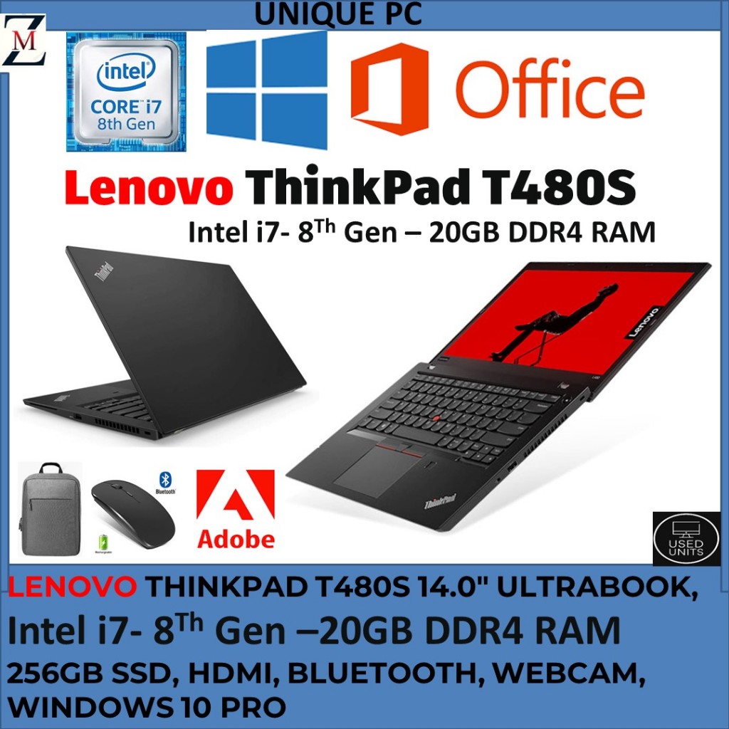 Lenovo ThinkPad T480-T480S Laptop, 14" FHD Display INTEL CORE i7-i5 8Th ...