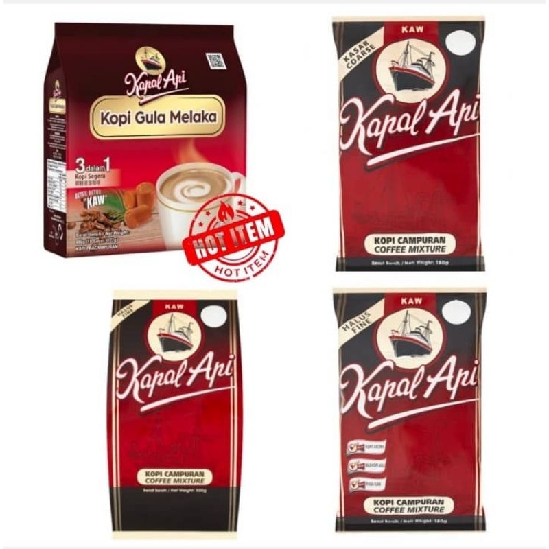CAP KAPAL API Kopi Campuran Halus (Fine) 180g / 500g I Instant Coffee (Coarse) 180g | Kopi Gula ...