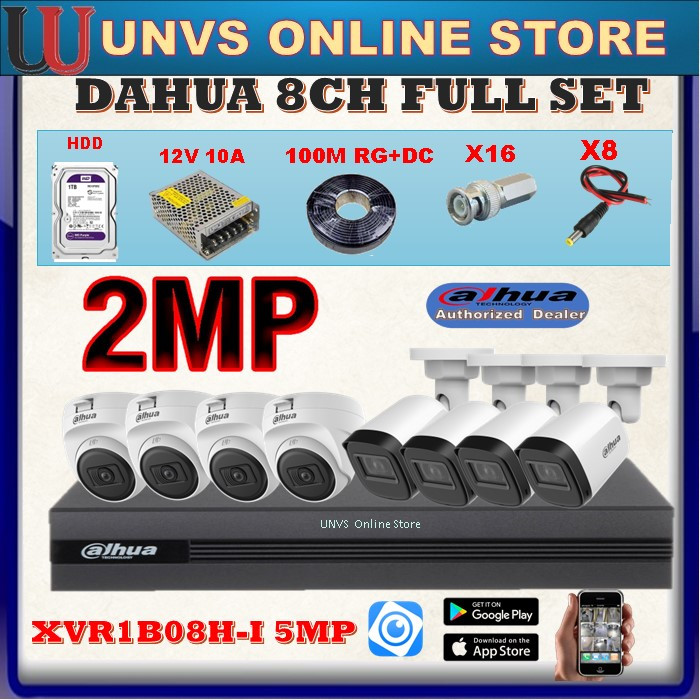 DAHUA XVR 2.0MP dvr 8CH 8-CHANNEL dahua 2MP SET CCTV FULL Package (DVR ...