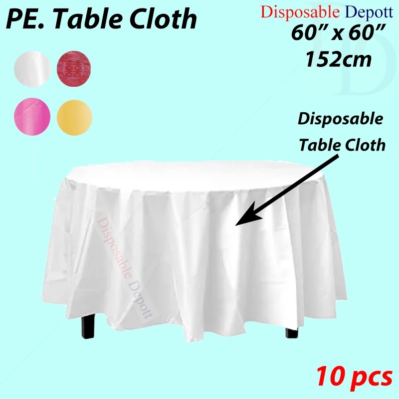 Plastic Table Cover 10pcs 60“x60” Alas Meja Plastik Disposable 一次性桌布 ...
