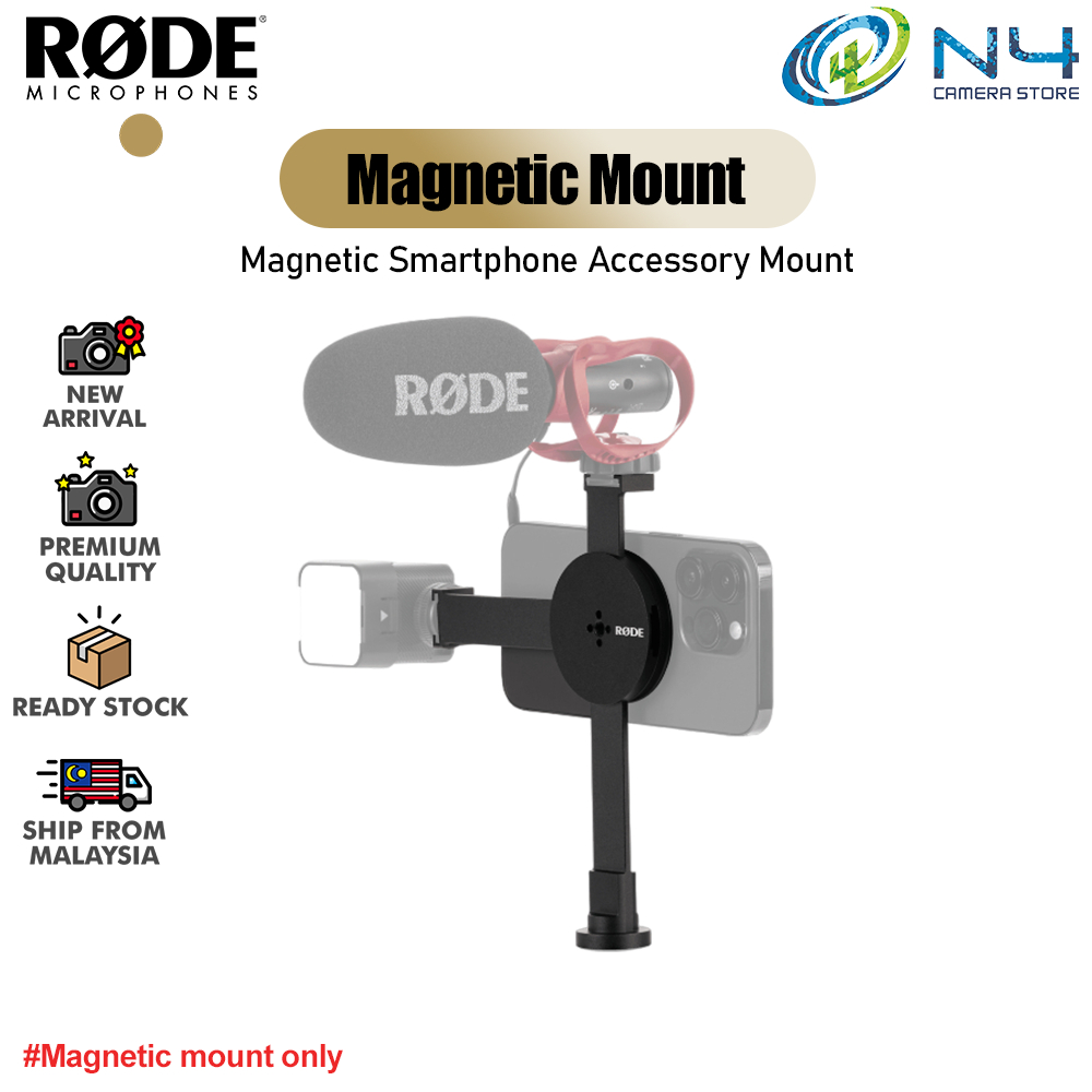 RODE Magsafe Compatible Magnetic Mount with Cold Shoe and Tripod Mount ...