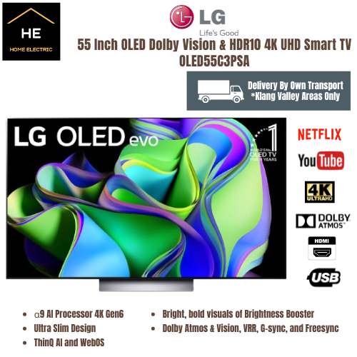 LG OLED55C3PSA OLED C3 55" inch Dolby Vision & HDR10 4K UHD Smart OLED ...
