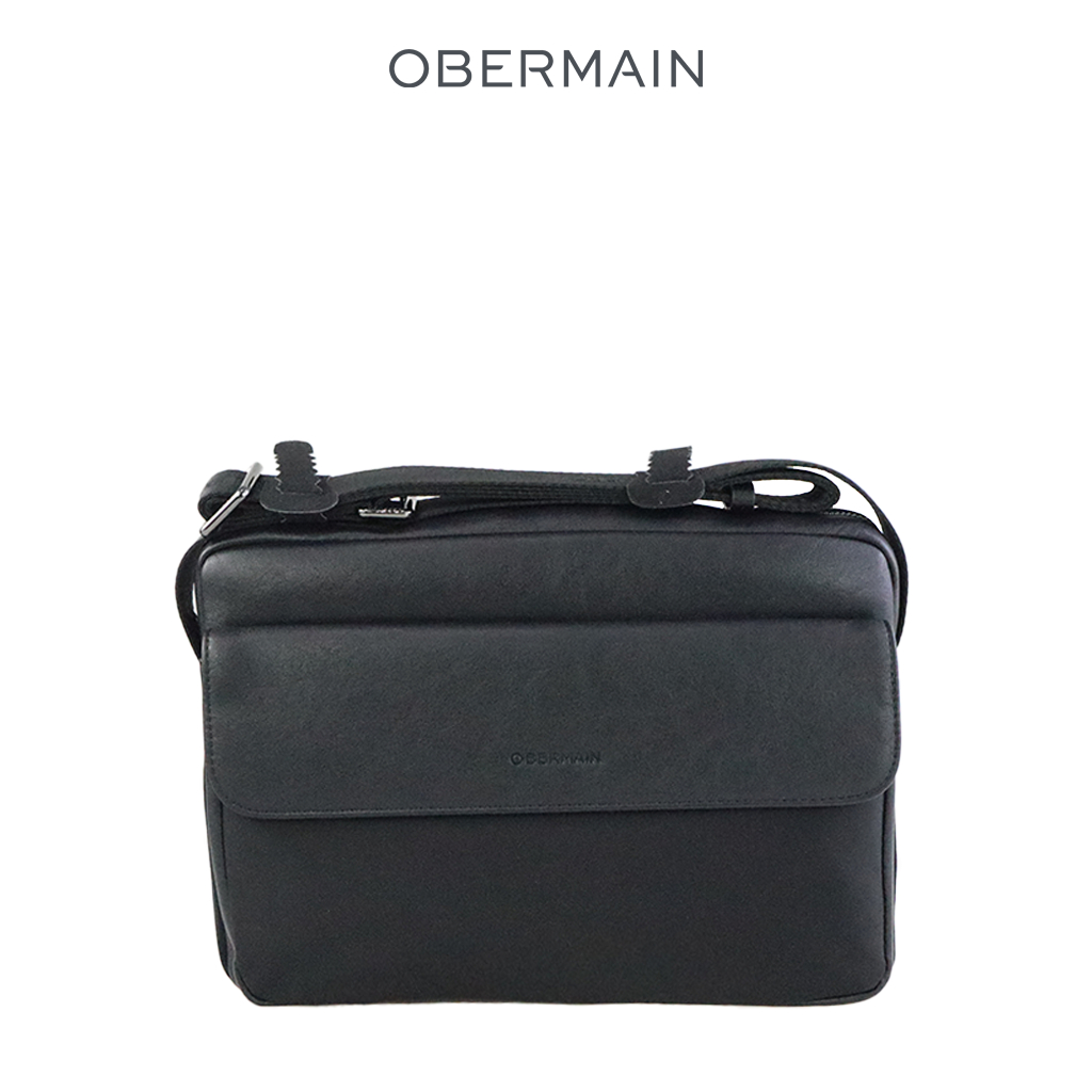 OBERMAIN Men's Messenger Bag / Synthetic Leather / Black / OBC450P2 ...
