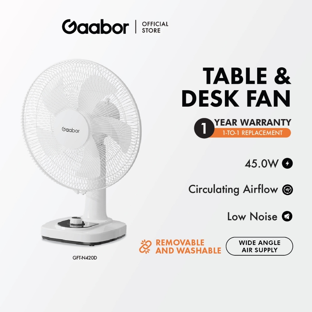 Gaabor Table Fan Quiet Lightweight Low Noise Stand Fan Portable Fan GFT ...