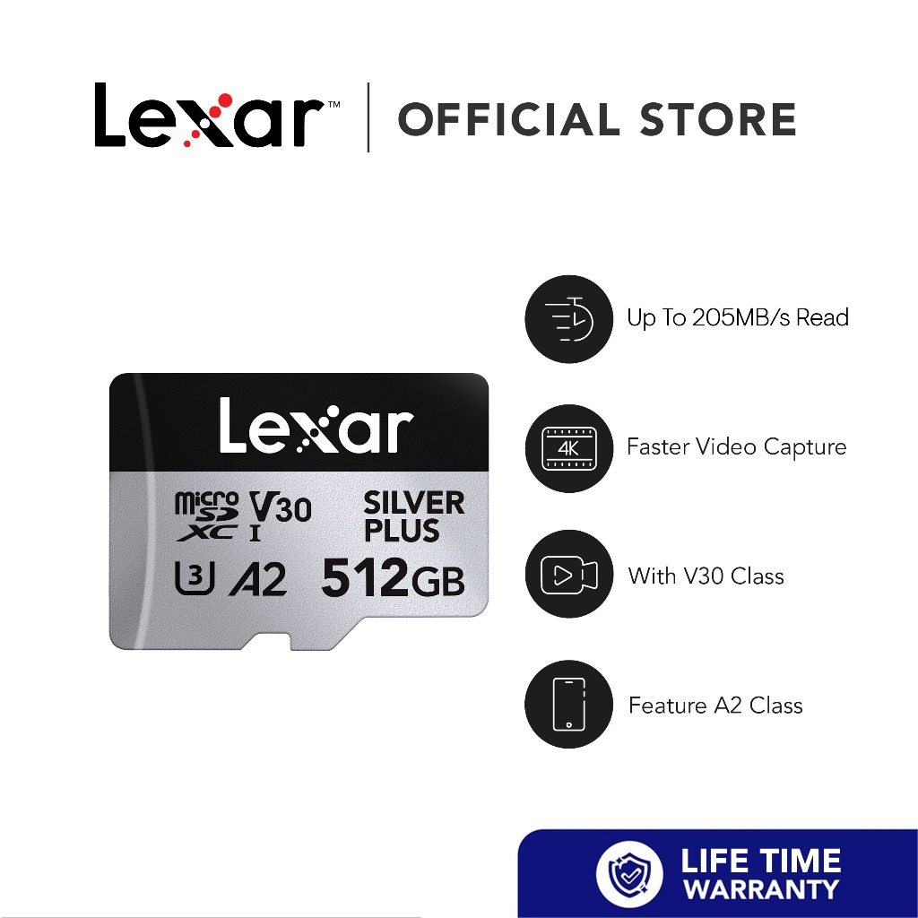 Lexar Professional Silver Plus microSDXC UHS-I V30 Memory Card | Shopee ...