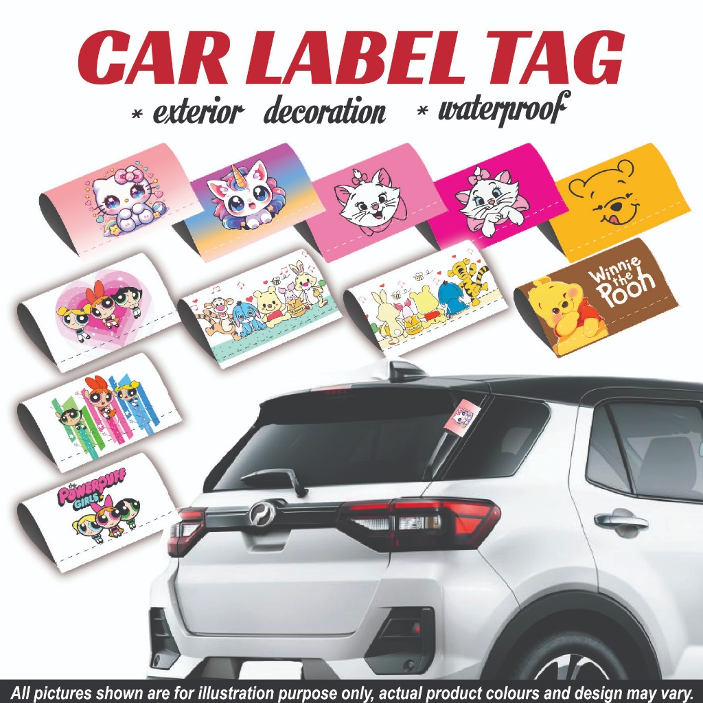 Car Label Tag Exterior Decoration Waterproof Cartoon Anime Characters ...