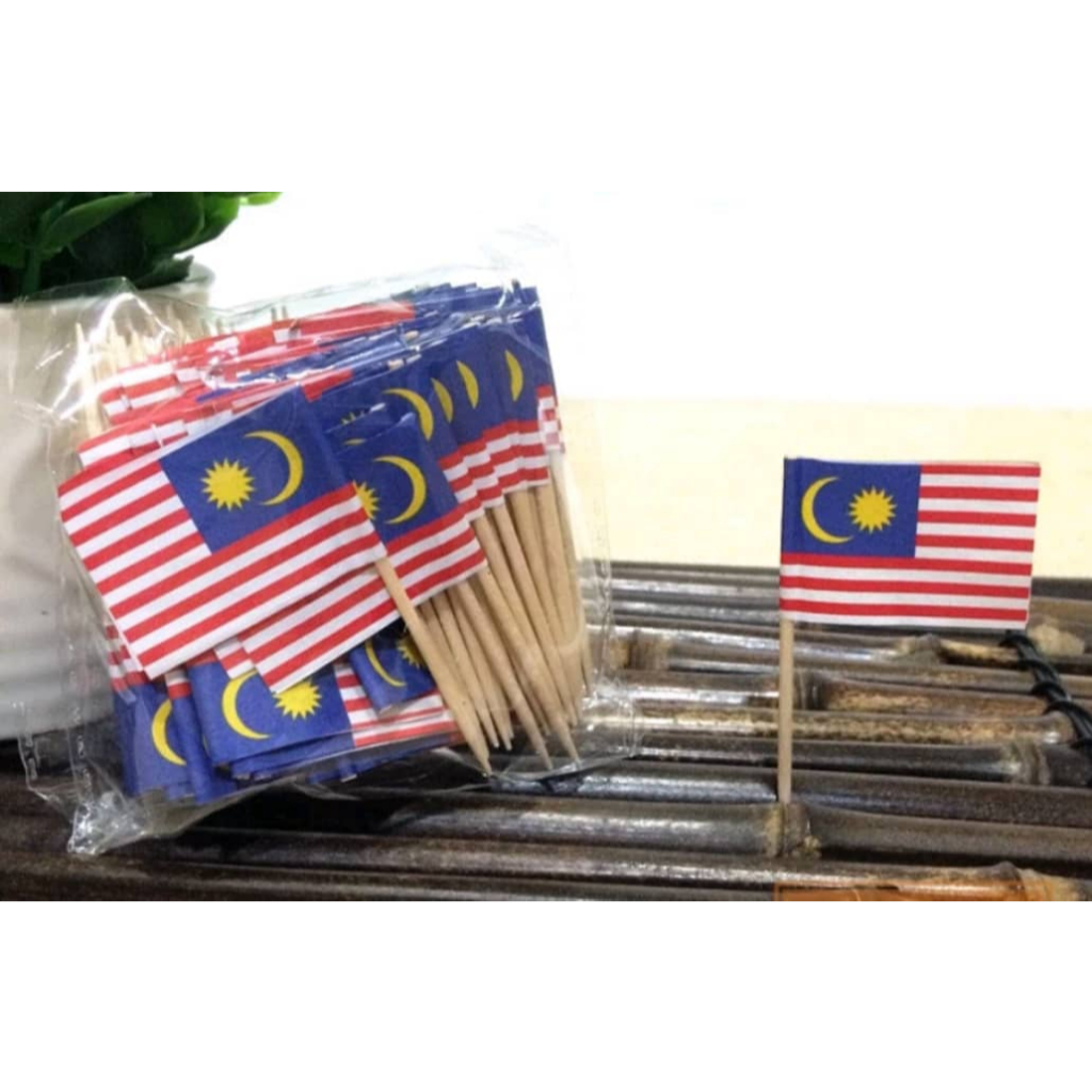 100 PCS BENDERA MALAYSIA FLAG CAKE TOPPER WITH MINI WOOD TOOTHPICK ...