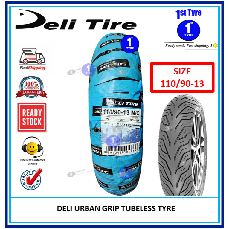 DELI MOTORCYCLE TYRE SC109 110/90-13 TUBELESS (YEAR 2024) | Shopee Malaysia