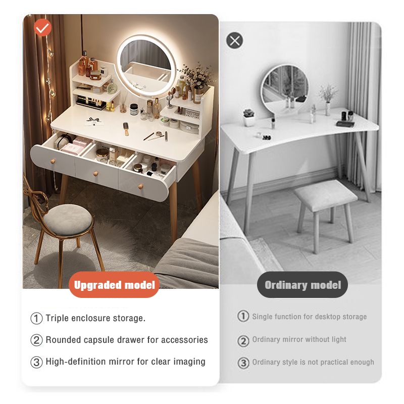 Dressing Table with LED Mirror Meja Solek With Drawer Storage Desk Meja ...