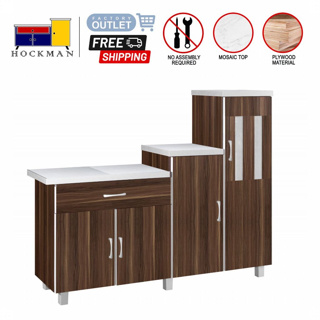 Almari Dapur Gas 5 Kaki / 5ft Kitchen Gas Stove Cabinet Walnut Color ...