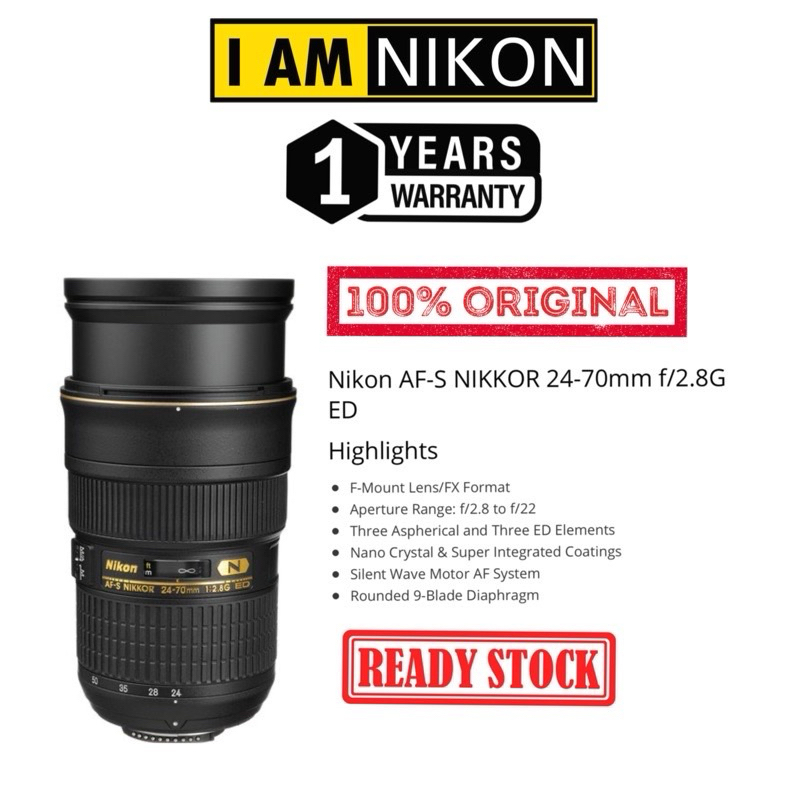 NIKON AF-S NIKKOR 24-70MM F/2.8G ED NANO CRYSTAL SUPER INTEGRATED ...