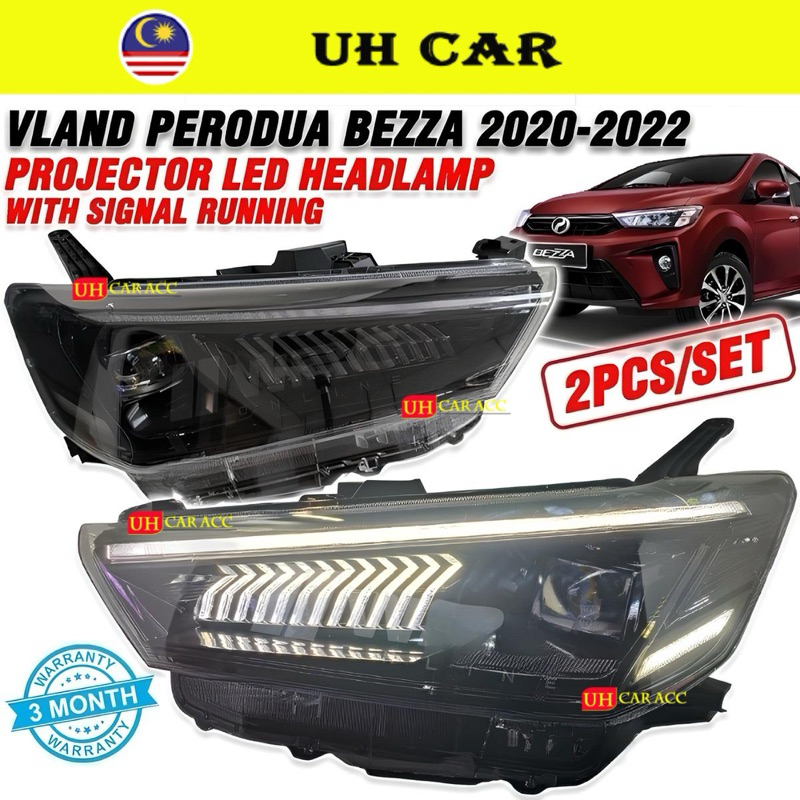 (VLAND) Perodua Bezza 2020-2024 Projector Dynamic Led Head Lamp ...
