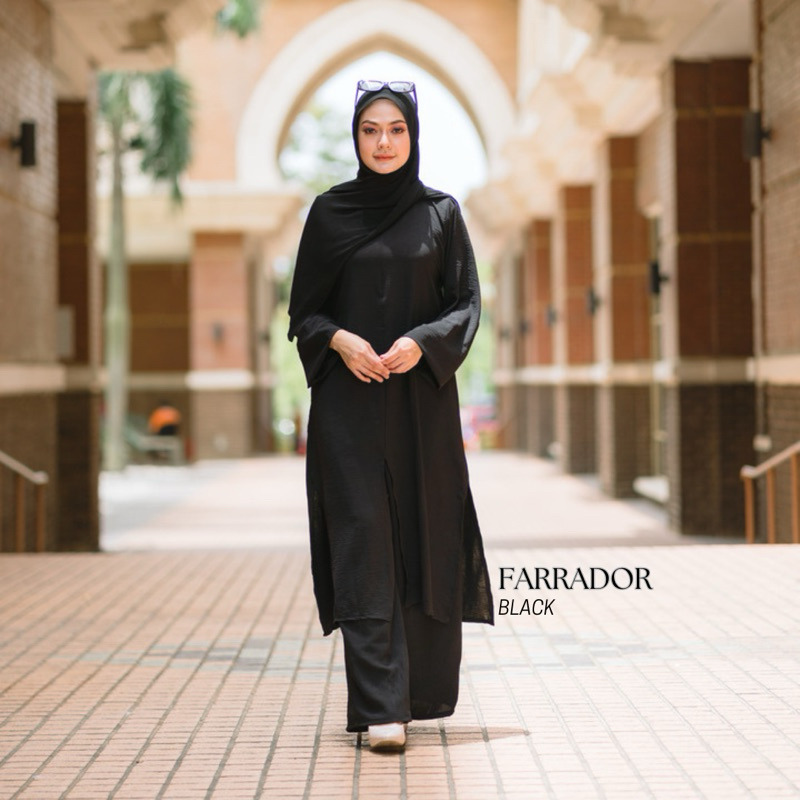 FARRADOR Set Ferra Baju Suit Muslimah Jubah Seluar Ironless Hitam ...