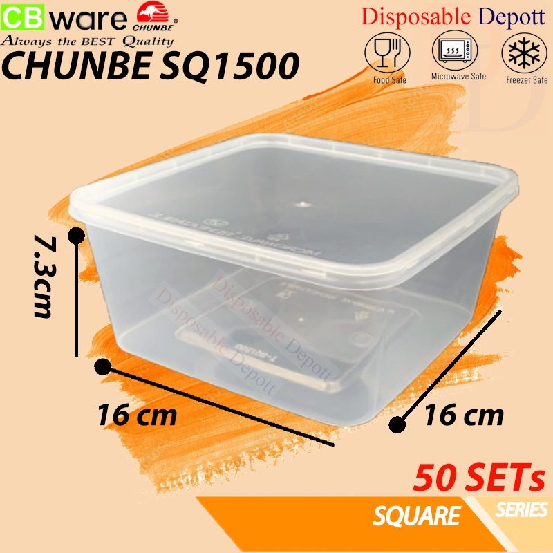 CHUNBE SQ1500 1500ml Disposable Plastic Microwavable Container 50pcs ...