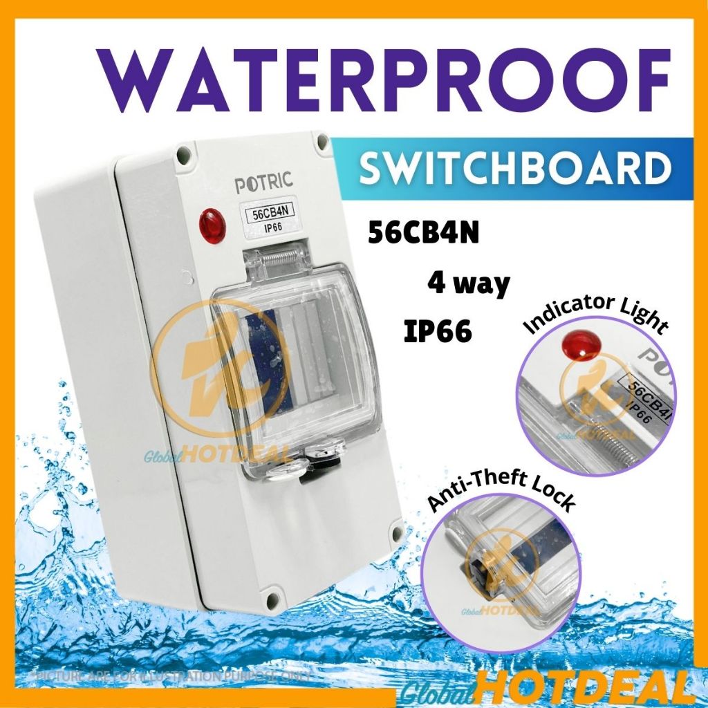IP66 56CB4N 4 Way Switchboard Electrical MCB Waterproof Switch Cover 4 ...