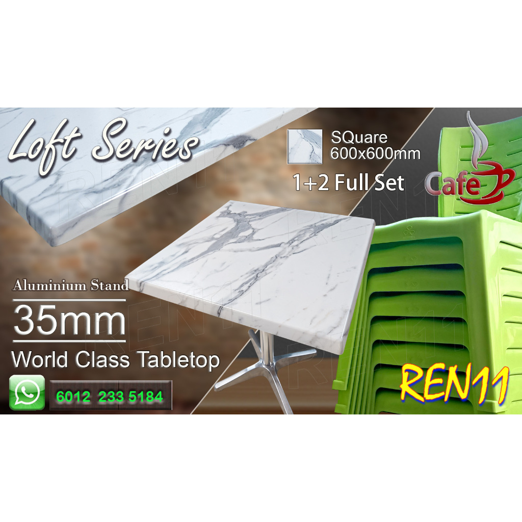 Cafe,Dining table ,Restoran Furniture ,Meja Makan - 600mm Square with 2 ...