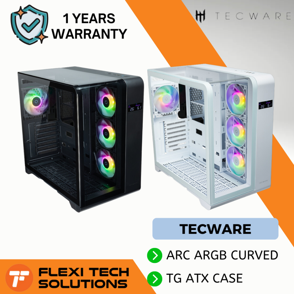 Flexi Tech Tecware ARC ARGB Curved TG ATX Case - Black / White | Shopee ...