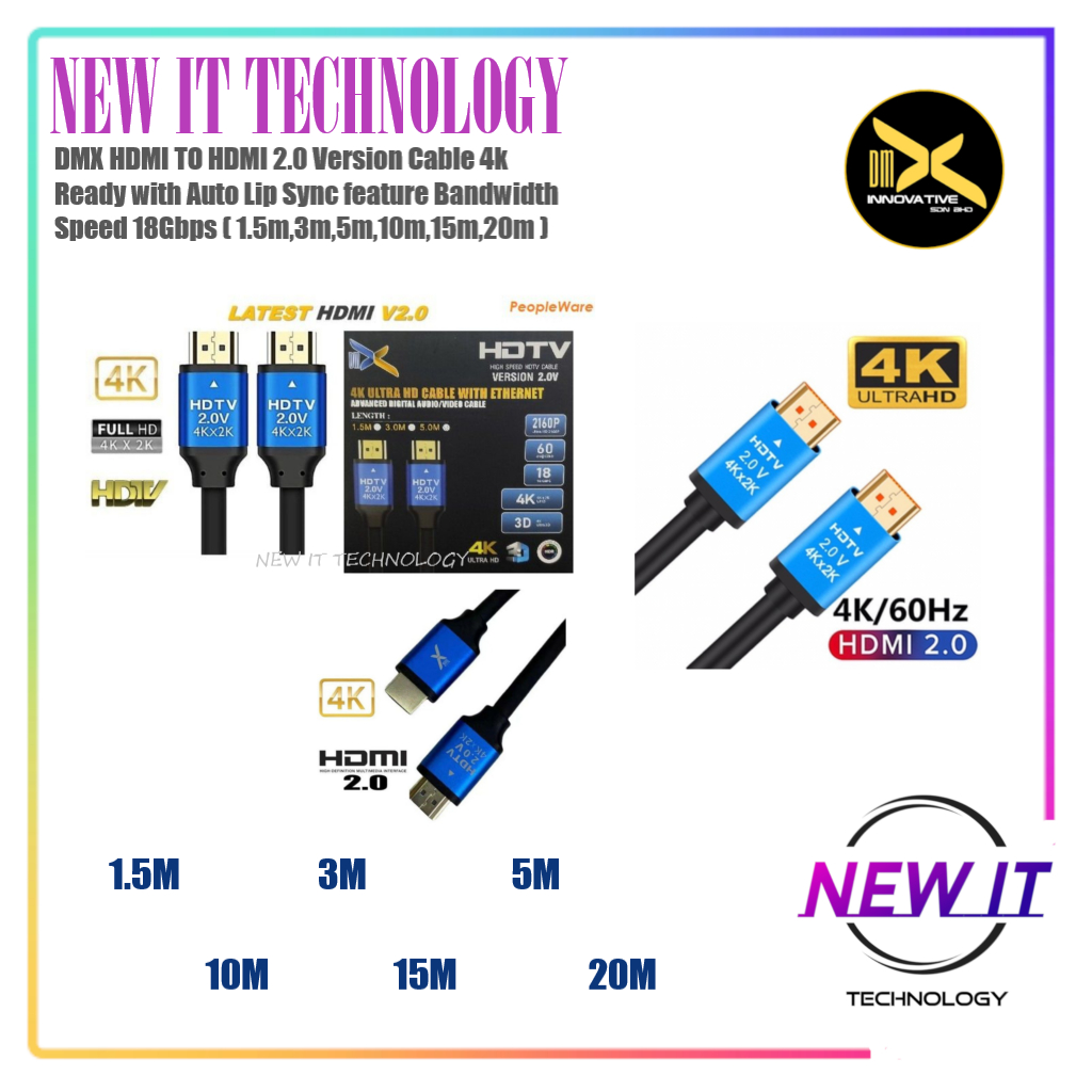 DMX HDMI TO HDMI 2.0 Version Cable 4k Ready with Auto Lip Sync feature ...