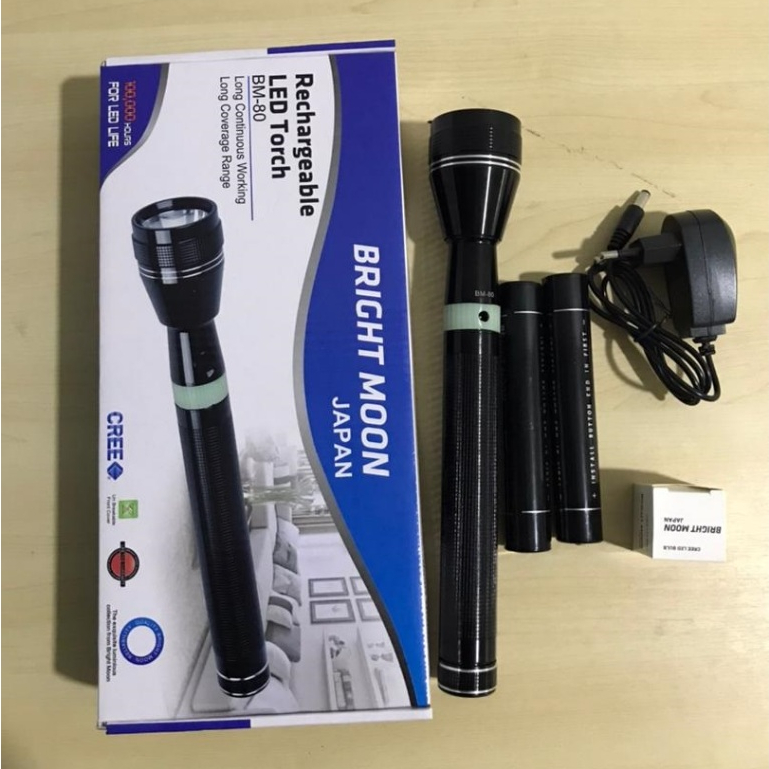 JAPAN Torchlight 3 Battery BM80 Super Bright Flashlights With 2 Extra ...