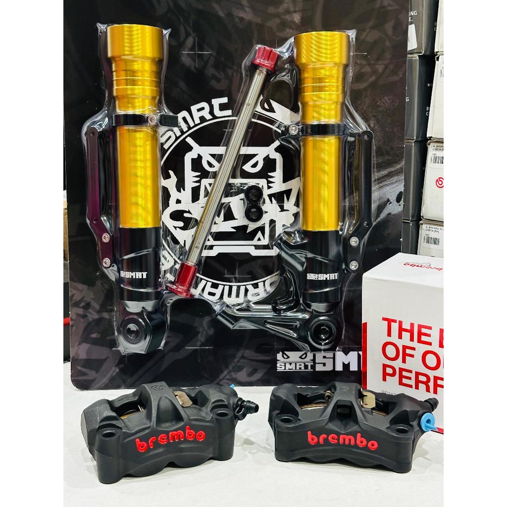 XMAX FORK COVER BLACK/GOLD WITH BREMBO CALIPER 4POT FRONT FULL SET PNP ...
