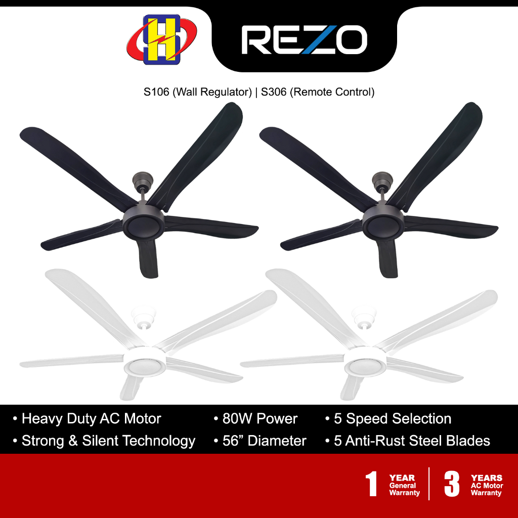 Rezo Ceiling Fan (56 Inches) AC Motor Strong & Silent Technology S106 ...