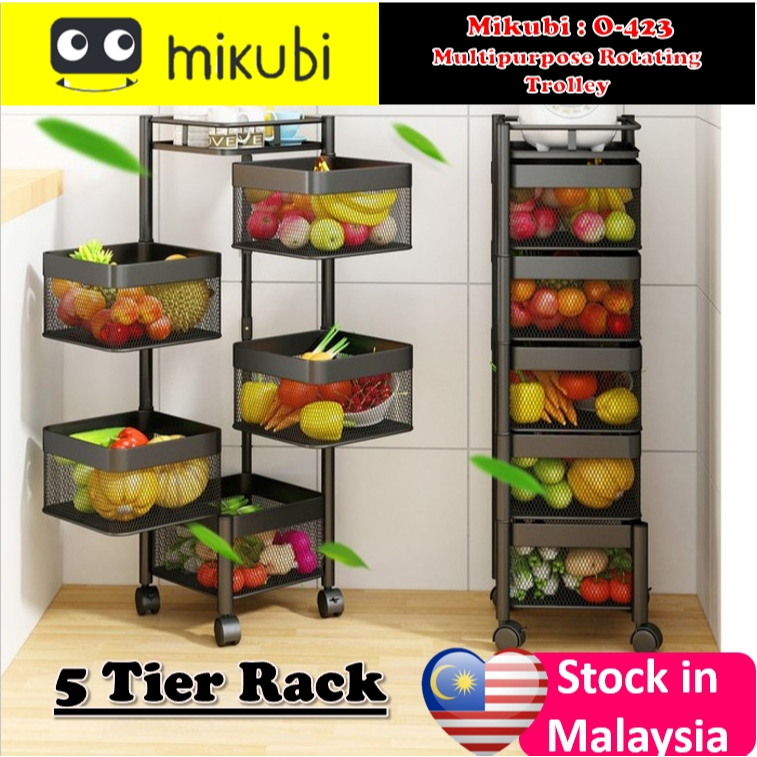 HL(O-423-RACK)Rak Dapur Beroda, Rak Sayur Buah Berputar 360° untuk ...