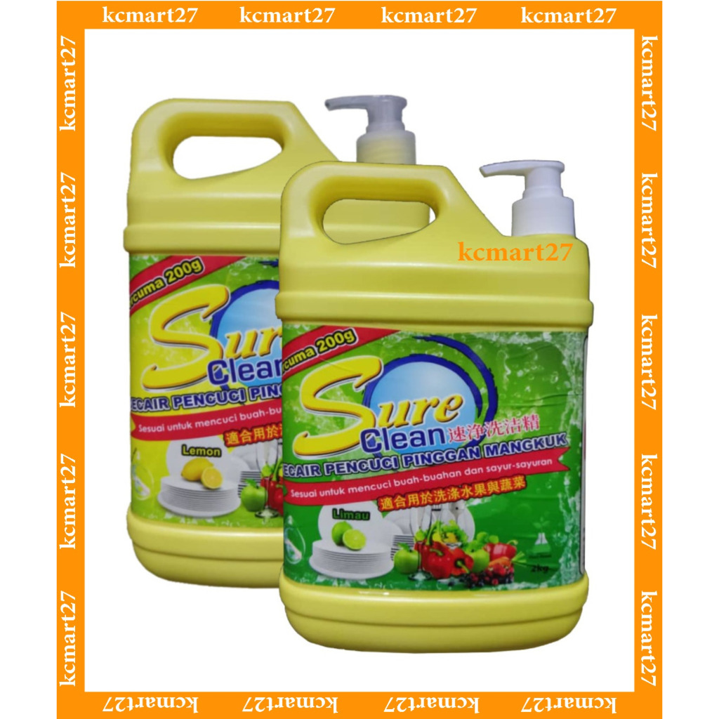 Sure Clean Dishwashing Liquid Cecair Pencuci Pinggan Mankuk 2kg ...