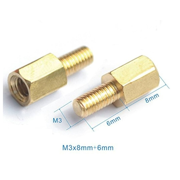 10pcs of M3 X 8mm Length with 6mm Screws Thread Hex Brass Standoff PCB ...