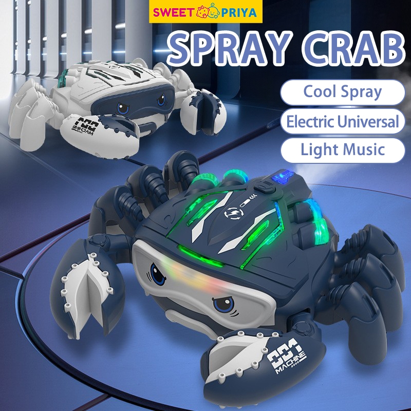 Children Electric Mechanical Crawling Crab Kids Lighting Sprayable ...