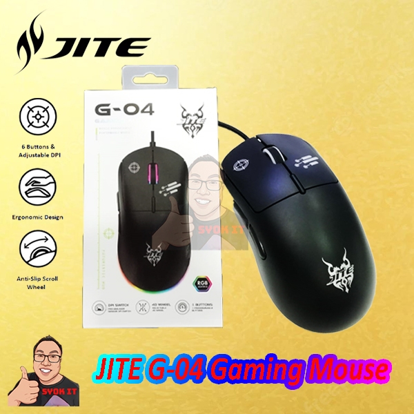 JITE G-04 G04 Performance USB Optical Focus Plus RGB Wired Gaming Mouse ...